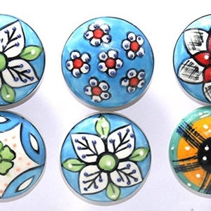 Sky Blue Color Ceramic Knobs Drawer Pulls With Different Design & Chrome Hardware Pottery Blue ...