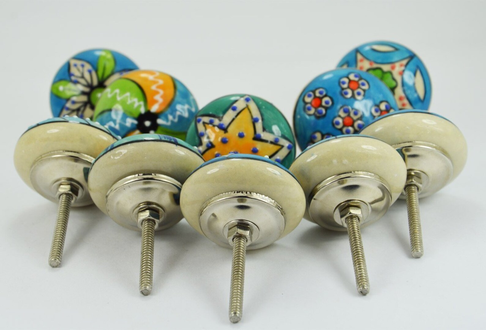 Sky Blue Color Ceramic Knobs Drawer Pulls with Different | Etsy