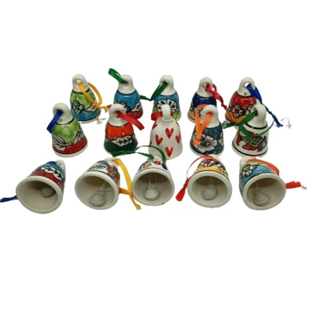 Hand Painted Ceramic Bells, Colorful Decorative Hanging Bells - Etsy