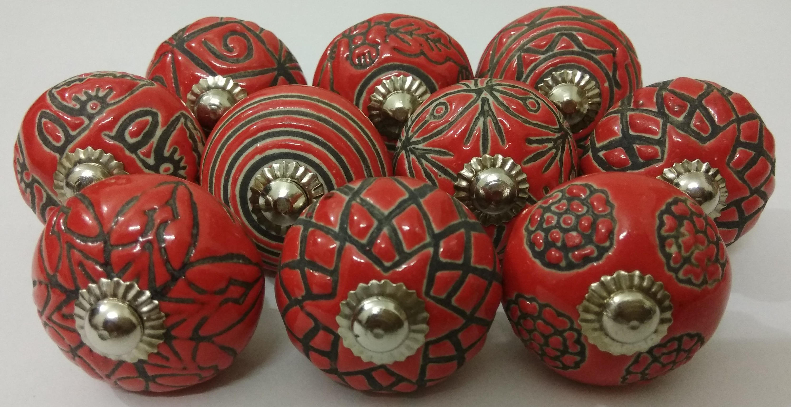 Red Color Ceramic Knobs Vintage Look Ceramic Door Knobs | Etsy