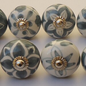 Grey and White Ceramic Knobs Handpainted Kitchen Cabinet Knobs Ceramic Door Knobs Drawer Knobs ...