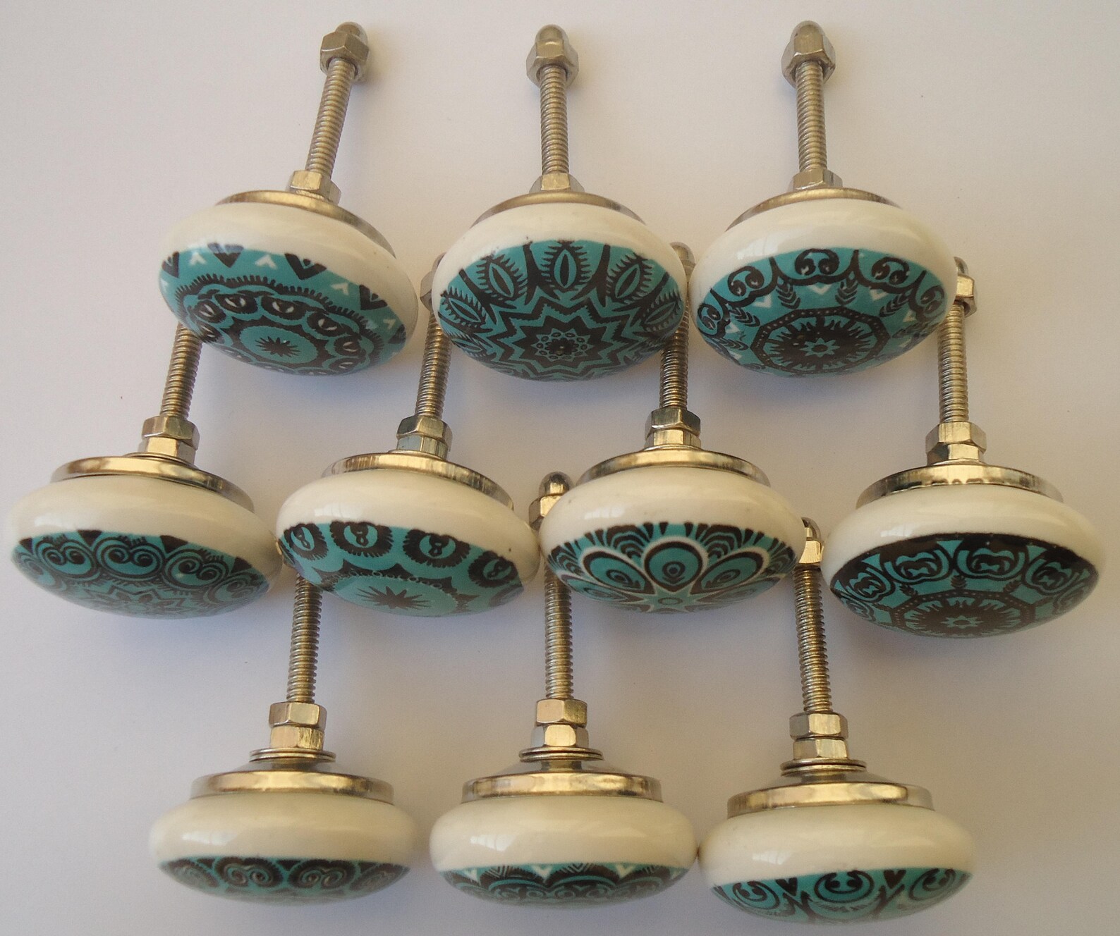 Black & Teal Color Ceramic Knobs Kitchen Cabinet Drawer Knobs - Etsy