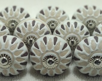 Grey & White Ceramic Knobs Kitchen Cabinet Drawer Knobs | Etsy