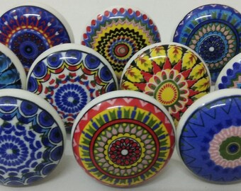 Multicolor Multidesign Assorted Flat Ceramic Door Knobs | Etsy