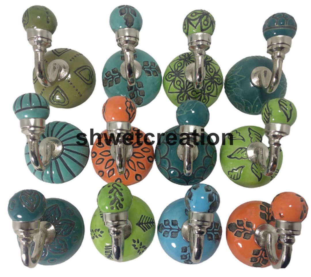 Assorted Vintage Ceramic Hooks Handpainted Hooks Bathroom Hooks ...