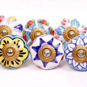 Blue and White Ceramic Knobs Vintage Hand Painted Ceramic Door Knobs Pumpkin Knobs Kitchen ...