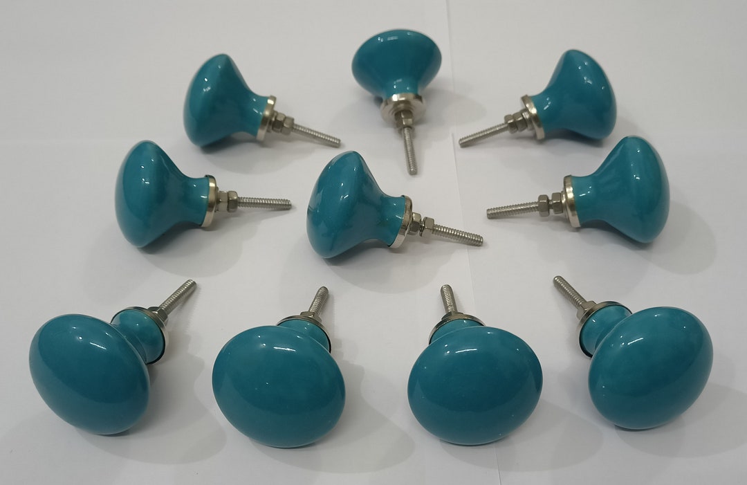 Teal Color Vintage Ceramic Knobs Kitchen Cabinet Knobs Drawer Knobs ...