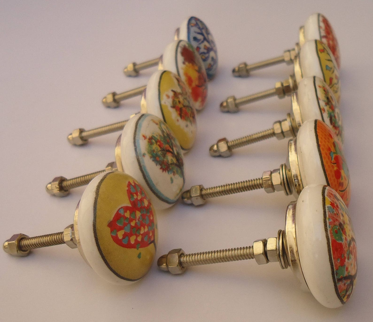 Multi Color Tree Design Ceramic Knobs Kitchen Cabinet Drawer - Etsy