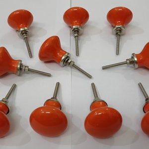 Orange Ceramic Knobs, Handmade Cabinet & Drawer Hardware - Etsy