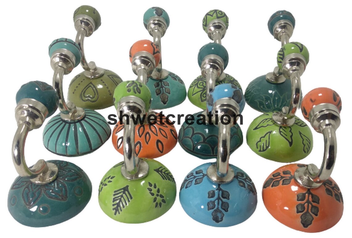 Assorted Vintage Ceramic Hooks Handpainted Hooks Bathroom | Etsy