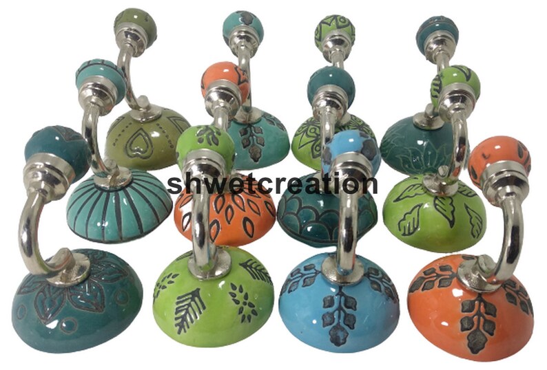 Assorted Vintage Ceramic Hooks Handpainted Hooks Bathroom - Etsy
