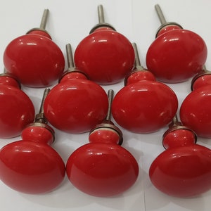 Red Color Vintage Ceramic Knobs Kitchen Cabinet Knobs Drawer Knobs ...