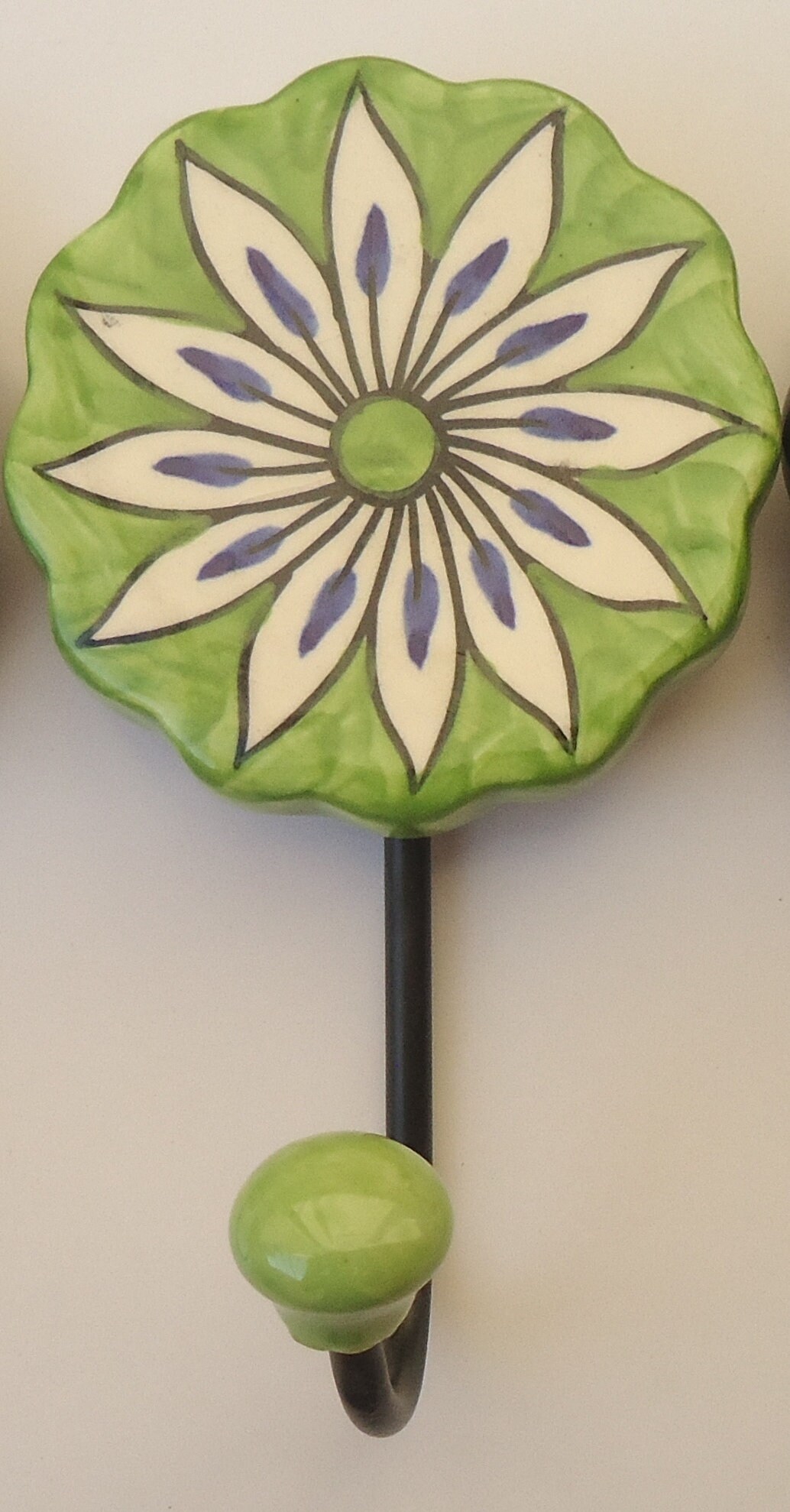 Green Color Ceramic Wall Hooks Handmade HandPainted Cabinet | Etsy