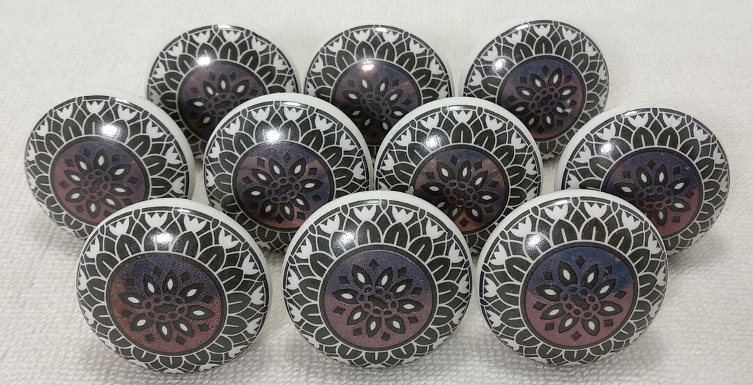 Lot of 10 Ceramic Knobs Kitchen Cabinet Drawer Knobs Cupboard Knobs ...