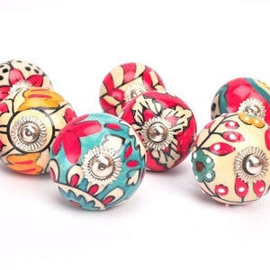 Ornated Red Ceramic Knobs Hand Painted Ceramic Door Knobs Pumpkin Knobs Kitchen Cabinet Drawer ...