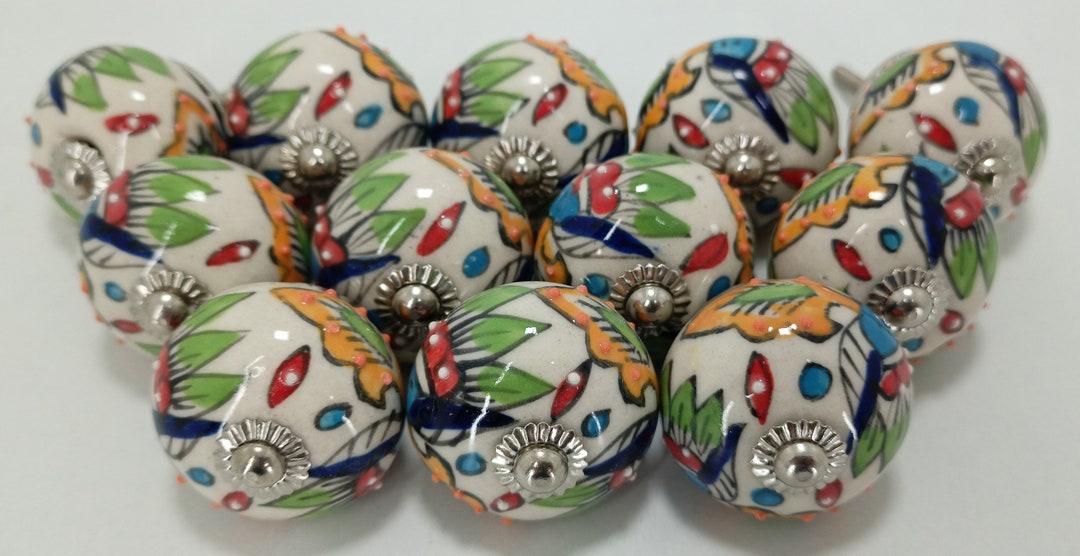 Multicolor Ceramic Knobs Handpainted Handmade Ceramic Door Knobs Kitchen Cabinet Knobs Drawer ...