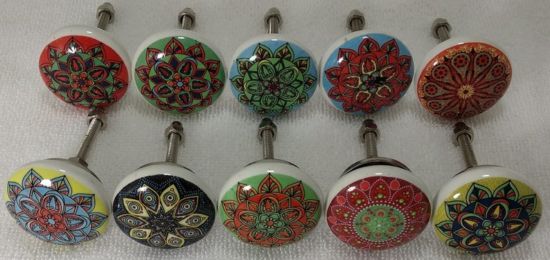 Multi Color Ceramic Knobs Kitchen Cabinet Drawer Knobs - Etsy