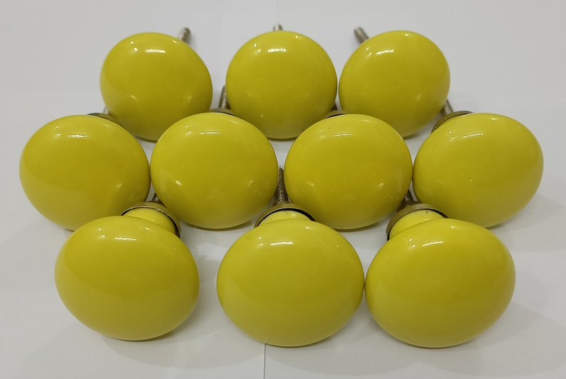 Yellow Color Vintage Ceramic Knobs Kitchen Cabinet Knobs - Etsy