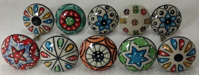 Multicolor Dotted Mix Ceramic Knobs Cabinet Colorfull Knobs | Etsy