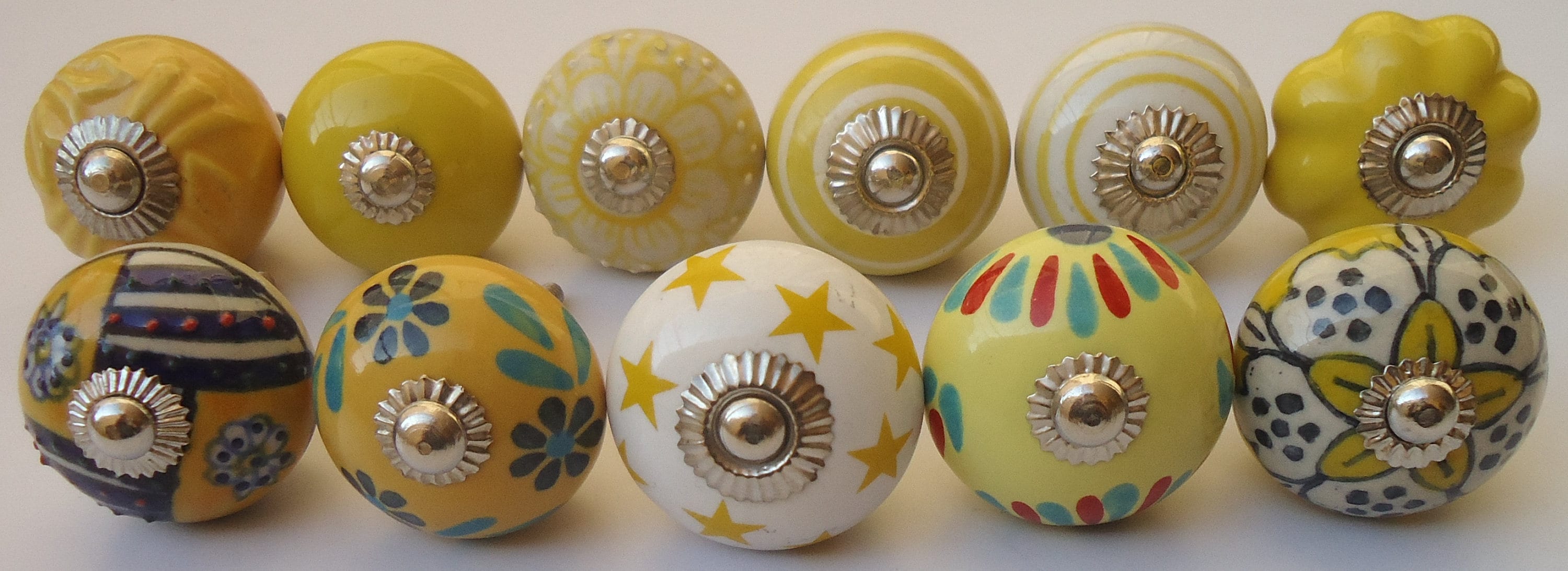 Yellow Color Mixed Assorted Design Ceramic Knobs Kitchen - Etsy