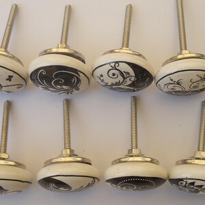 Black and White Stylish Design Ceramic Knobs Handmade Ceramic Door Knobs Kitchen Cabinet Drawer ...