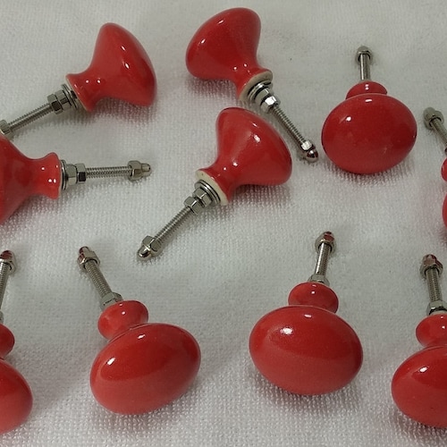 Red Color Vintage Ceramic Knobs Kitchen Cabinet Knobs Drawer | Etsy
