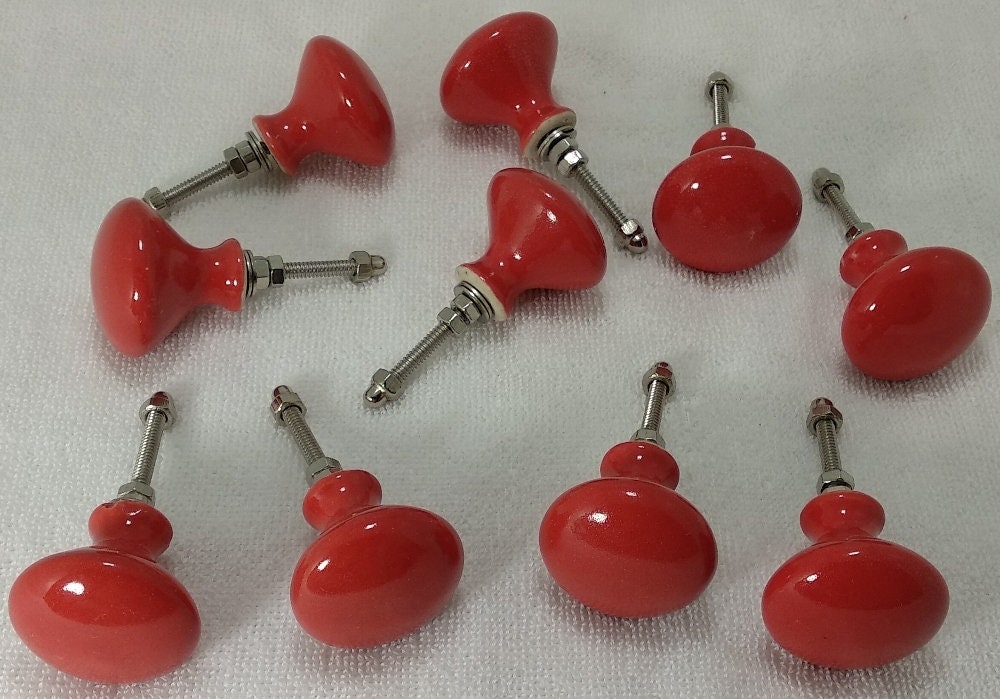 Red Color Vintage Ceramic Knobs Kitchen Cabinet Knobs Drawer | Etsy