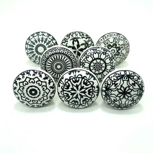 Grey & White Ceramic Knobs Kitchen Cabinet Drawer Knobs Hardware Knobs Handmade Knobs Cabinet ...