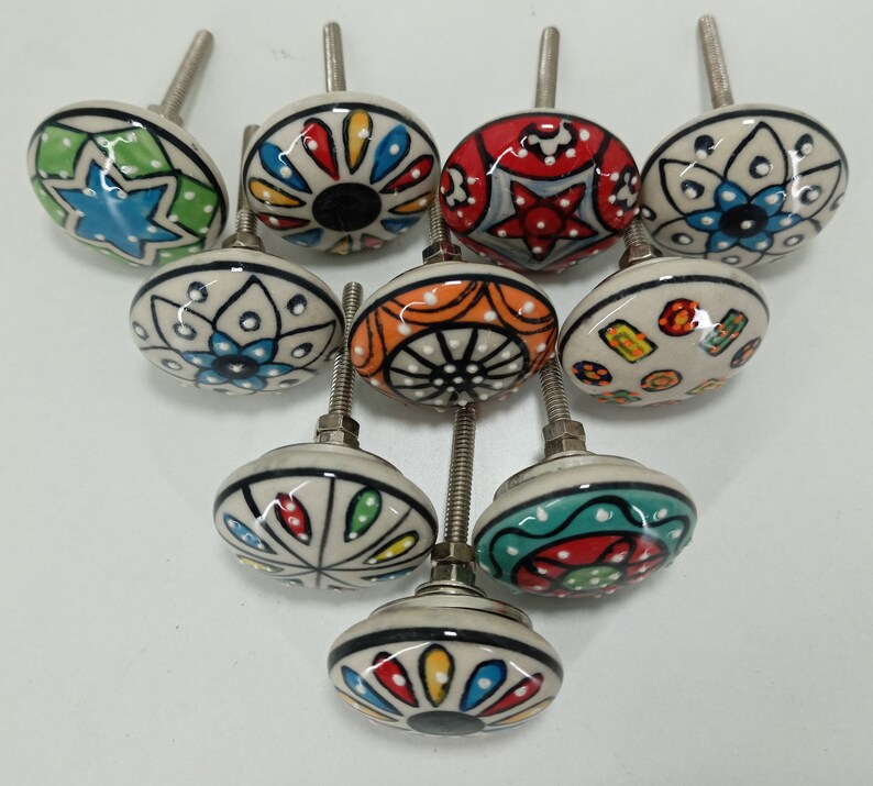 Multicolor Dotted Mix Ceramic Knobs Cabinet Colorfull Knobs - Etsy