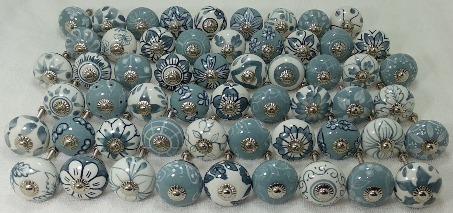 Grey and White Assorted Ceramic Knobs Handpainted Ceramic Door - Etsy