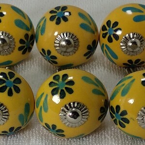 Mango Yellow Ceramic Knobs Handpainted Handmade Ceramic Door Knobs Kitchen Cabinet Knobs Drawer ...