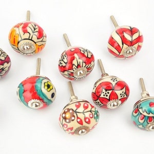Ornated Red Ceramic Knobs Hand Painted Ceramic Door Knobs Pumpkin Knobs Kitchen Cabinet Drawer ...
