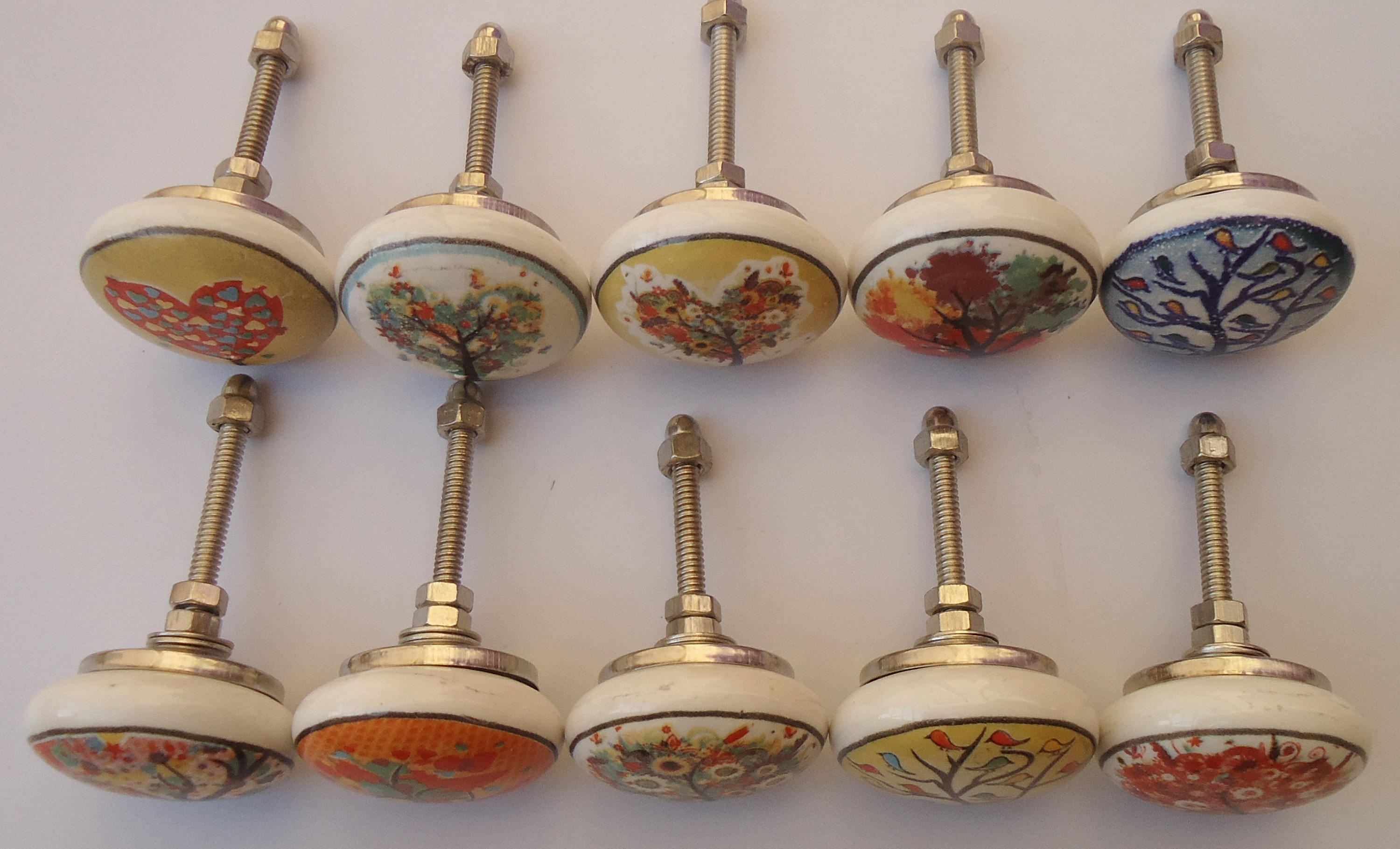 Multi Color Tree Design Ceramic Knobs Kitchen Cabinet Drawer - Etsy