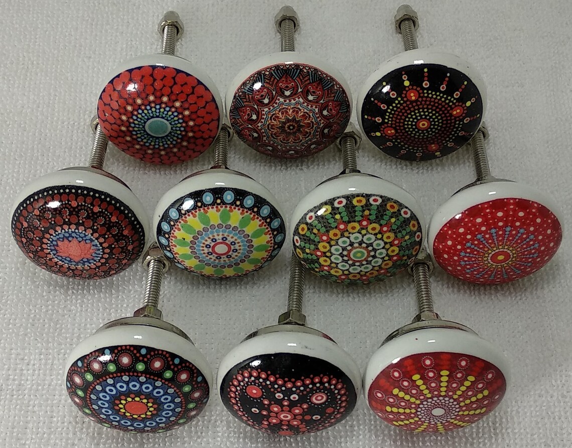 Multi Color Ceramic Knobs Kitchen Cabinet Drawer Knobs - Etsy