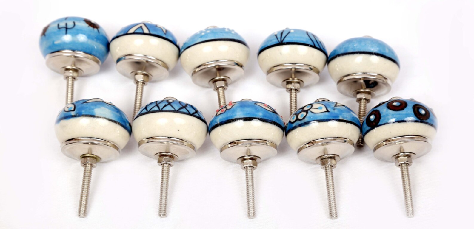 Ornated Blue Emboss Ceramic Knobs Hand Painted Ceramic Door - Etsy