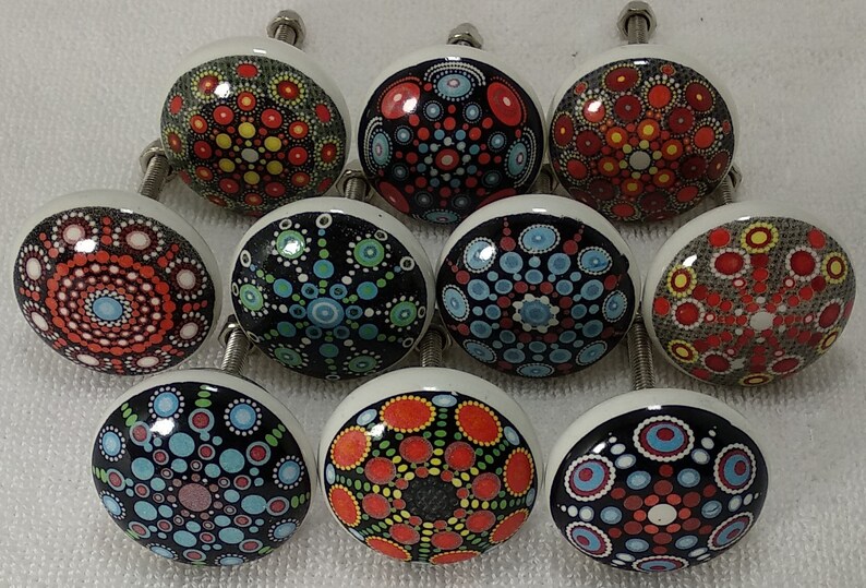 Multi Color Ceramic Knobs Kitchen Cabinet Drawer Knobs | Etsy