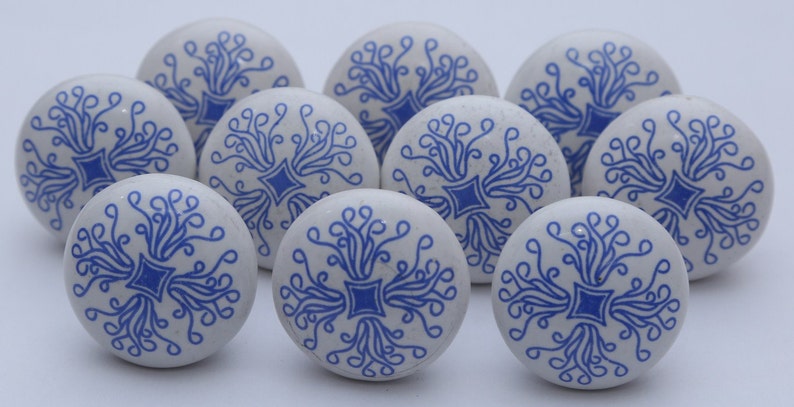 Blue & White Ceramic Knobs Ceramic Door Knobs Kitchen Cabinet - Etsy