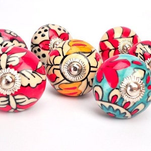 Ornated Red Ceramic Knobs Hand Painted Ceramic Door Knobs Pumpkin Knobs Kitchen Cabinet Drawer ...