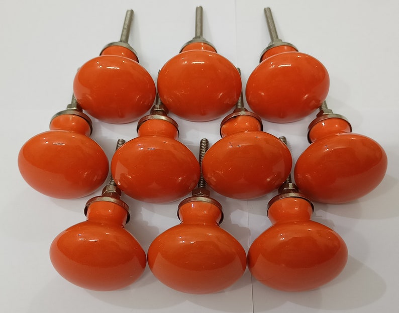 Orange Ceramic Knobs, Handmade Cabinet & Drawer Hardware - Etsy