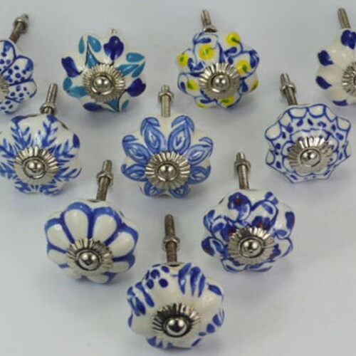 Assorted Blue and White Ceramic Knobs Ceramic Door Knobs - Etsy