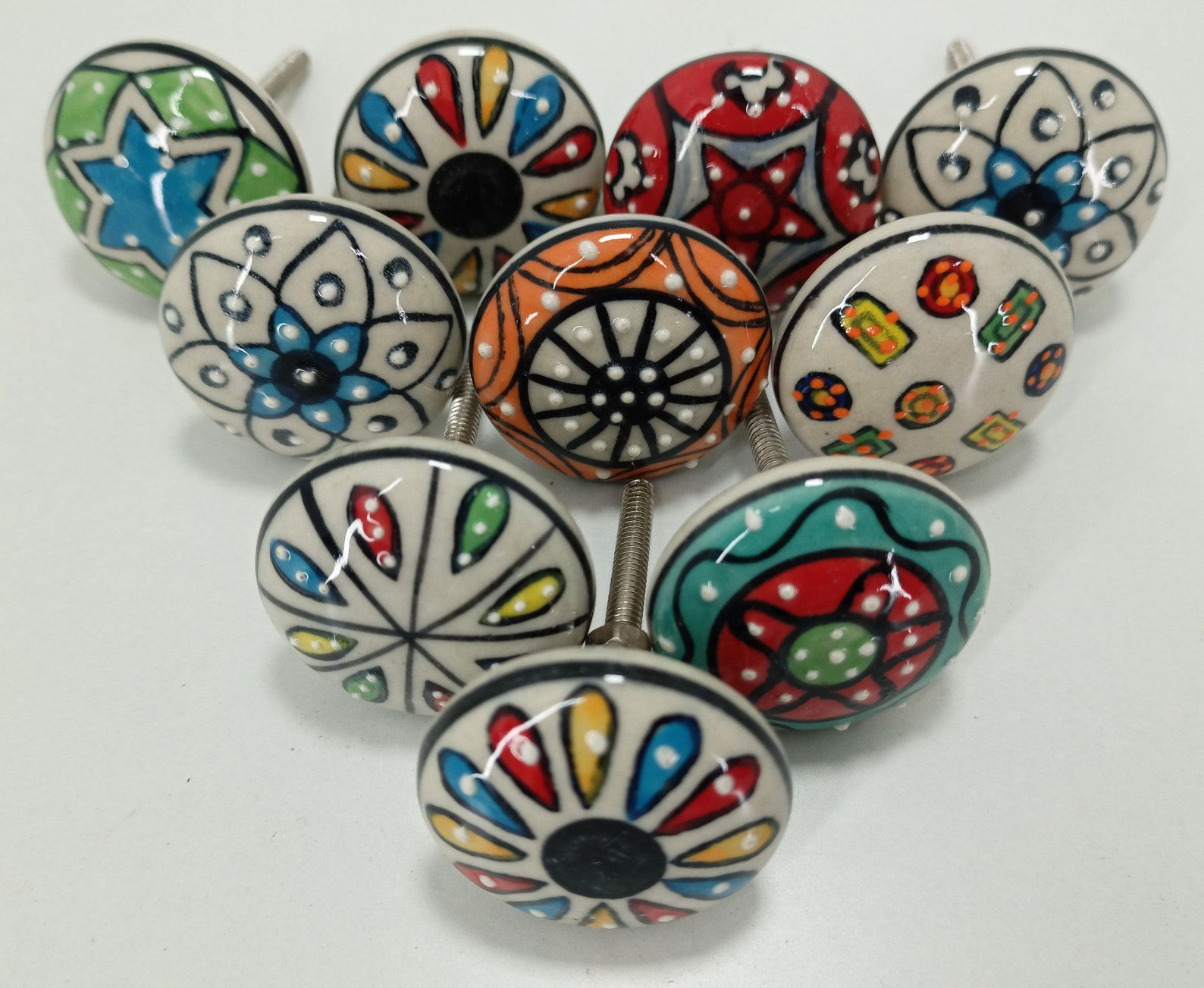 Multicolor Dotted Mix Ceramic Knobs Cabinet Colorfull Knobs - Etsy