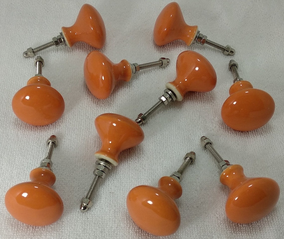 Orange Color Vintage Ceramic Knobs Kitchen Cabinet Knobs | Etsy