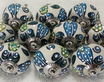 Multicolor Ceramic Knobs Handpainted Handmade Ceramic Door Knobs Kitchen Cabinet Knobs Drawer ...