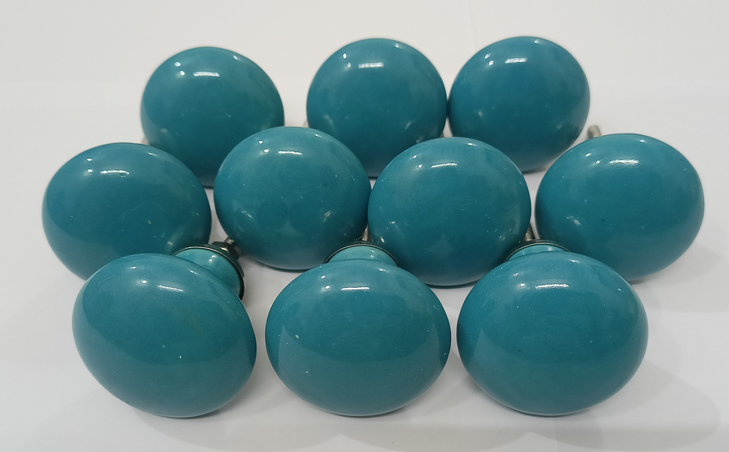Teal Ceramic Knobs, Handmade Decorative Cabinet Hardware - Etsy