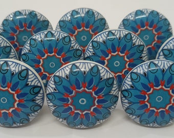 Blue & White Ceramic Knobs Kitchen Cabinet Drawer Knobs - Etsy