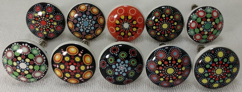 Multi Color Ceramic Knobs Kitchen Cabinet Drawer Knobs - Etsy