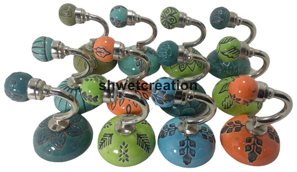 Assorted Vintage Ceramic Hooks Handpainted Hooks Bathroom | Etsy