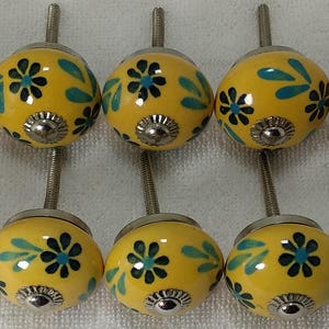 Mango Yellow Ceramic Knobs Handpainted Handmade Ceramic Door Knobs Kitchen Cabinet Knobs Drawer ...