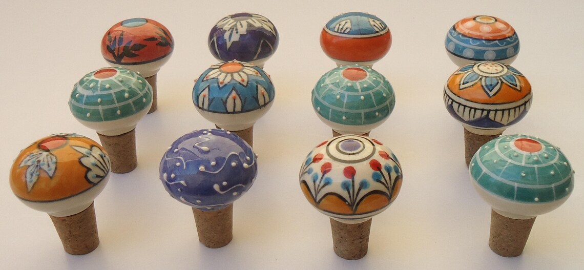 Handpainted Ceramic Wine Bottle Stopper, Artisan Crafted - Etsy