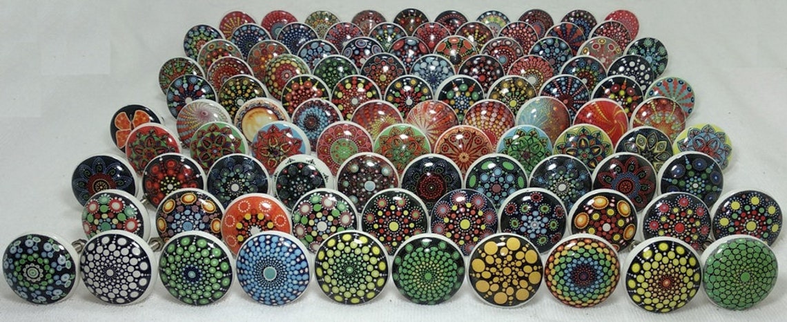 Multicolor Multidesign Assorted Flat Ceramic Door Knobs - Etsy